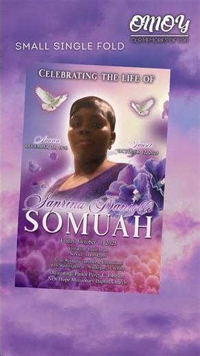 Saprina Danielle Somuah Funeral Program Design - Small Single Fold
