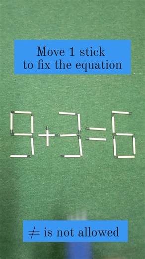 9 3 = 6 Move 1 stick to fix the equation #move #Number #equation #fix | Sheila Esguerra