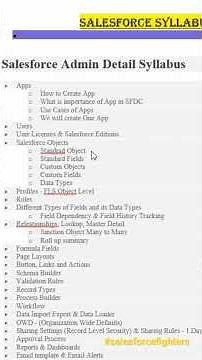 Salesforce Admin and Developer | Syllabus | For Beginners 2023 #salesforcefighters