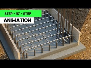 Corner Column - Isolated Footing Reinforcement (step-by-step construction animation)
