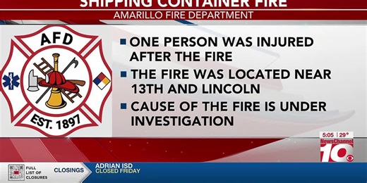 1 injured after shipping container fire near 13th Street