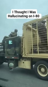 So, I’m driving home, minding my own business, when this convoy merges right in front of me. I grabbed my phone because I saw the military trucks... but then I saw what was in them. That is a living, breathing Raptor in the yellow truck. I swear I made eye contact with it (0:06). And the green truck? That flying thing (Pterosaur?) was trying to bite the soldiers through the bars. You can hear the metal clanging! 🔊 The soldier in the back looked absolutely terrified. If this is a movie, it’s the