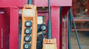 Remote control push button switch for control panel lifting industrial mechanism swivel chain hook crane of electric hoist in factory workshop, pullersSwivel chain hook equipment for pullers