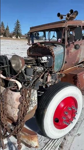 One of a Kind Ford F700 V8 Semi Truck with a 1928 Model A Body as a Rat Rod!