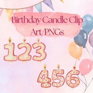 Watercolor Birthday Candle Clip Art, Number Birthday Candle Clip Art, Candle Pngs, Instant Download, Birthday Card Clip Art - Etsy Canada