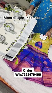 1.6K views · 26 reactions | Mom daughter combo pack available For booking -7339179490 #kanchipuramsilksaree #newcollection #handloom #sareestyle #sareedraping #insta good #photography #bridal #reels #Kerala saree #Onam #sareeblouse #sareelover #saree #elampillai | V Priya | Facebook