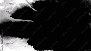Black ink artistic flow splatter spots spills from right white paper beautiful reveal dripping streaks spread fluid ink alpha matte isolated watercolor ink drops transition abstract background