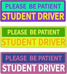 Amazon.com: Student Driver Sticker for Car, 3Pcs Please Be Patient New Driver Sign Sticker Safety Warning, Reflective Rookie Driver Bumper Sticker Vehicle Bumper Decals : Automotive