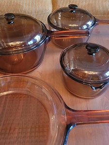 Vintage Corning Ware "vision" ~ Amber Glass Casseroles & Saucepan Set - Etsy