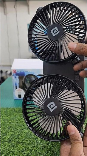 Portronics TwinCool Dual Head Portable USB Fan 360° | 3 Speed Control, For Car, Bus, Desk, Home Fan