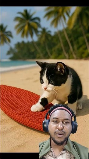 cat water skating 🥶😻|#viral #comedy #fun #balloon #shortsvideo #gaming |P-1175