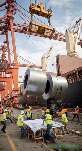 Steel Coils Snap Loose and Crash Down on Workers Below⚠️💥