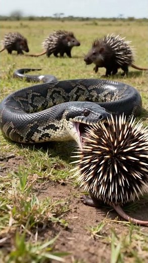 Can pythons eat porcupines #aianimation #wildlife #cute #pythons #porcupines
