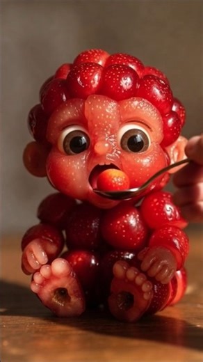 Feeding the Adorable Tiny Grape Baby! Food Art Comes to Life#FruitArt #FoodCarving #GrapeBaby#shorts