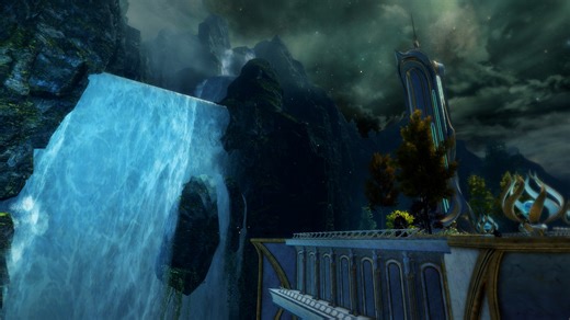 Stop scrolling and take a rest! Behold, Divinity Falls at the Moon Camp— a respite and balm for the souls and hearts of weary adventurers. Water cleanses with its power and invigorates the mind and body. #GuildWars2 | Guild Wars 2