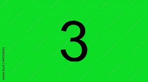 Countdown animation number 5to 1 in out animation fade on green background