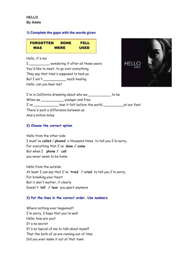 Hello - Adele worksheet