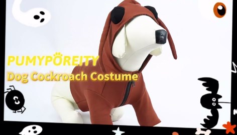 PUMYPOREITY Cockroach Dog Costume - Halloween Dog Hoodie with Zipper, Brown, M