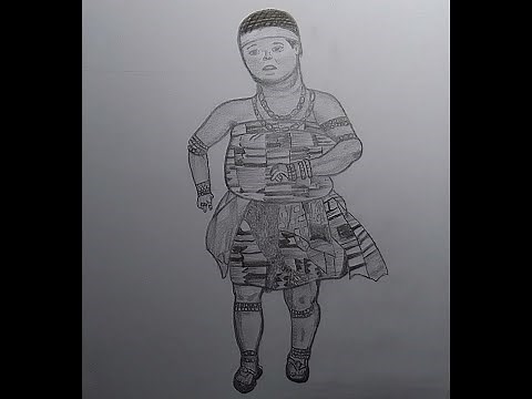 How to Draw a Woman dancing Adowa dance