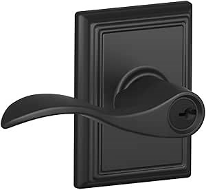 SCHLAGE Accent Lever with Addison Trim Keyed Entry Lock in Matte Black - F51A ACC 622 ADD