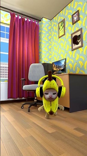 Banana Cat and Headphones Fail😿🎧 | Dropped PC🖥 #bananacat #funny #memes