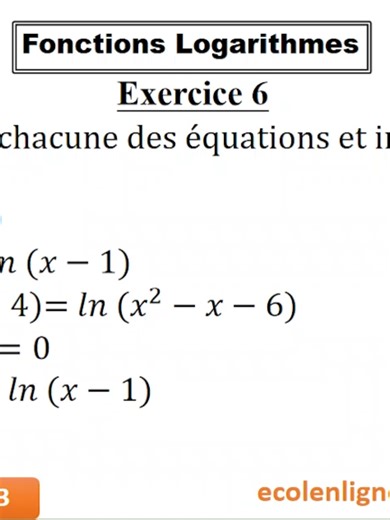 Fonctions Ln: Exercice 6(partie 2) Zéro garanti (Focus sur le piège du domaine) L'ERREUR qui va te coûter ton contrôle sur les Logarithmes ! Dans cette partie 1, on s'attaque à l'exercice 6 (cas a, b et c).Je te montre comment utiliser le discriminant Delta pour l'équation (c), mais SURTOUT pourquoi la solution finale est rejetée.🚫 Ne fais pas l'erreur d'oublier le domaine de définition ! #maths #terminaleD #bac2026 #logarithme #astucemaths #revisions #profdemaths #fypppppppppppppppppppp #fypシ 