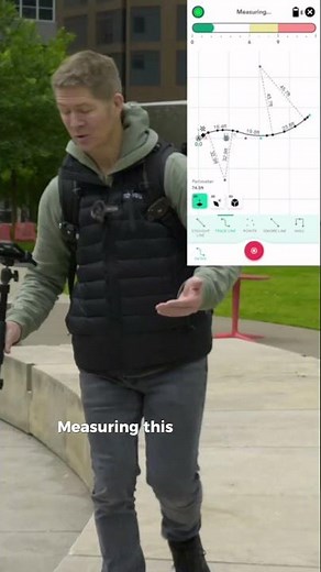 Measuring a curved bench in Dallas with Moasure 2 PRO