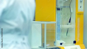 Laboratory equipment. Laboratory research. Chemical reaction. Chemistry experiment. Medical analysis. Test tube. Blue liquid swirling in laboratory flask. Medical experiment Stock Video