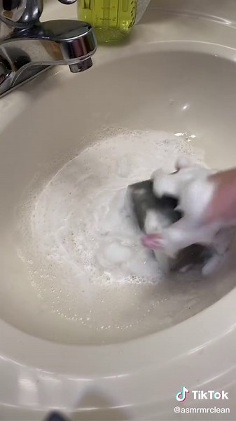 Loved this combo #cleaningasmr💕🧼🧽 #spongeasmr🧽✨😊 #spongeasmrsqueezing #spongesuds #fyp#pinesolasmr #sudsyclean #cleantok