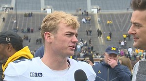 40K views · 782 reactions | INTERVIEW: Michigan QB Davis Warren threw two touchdowns in the spring game. What does he hope the coaches saw from him? "Same guy every day. Consistent," he said. "The guy out there is just a product of all the guys in the room, and all the work we put in." | Brad Galli WXYZ | Facebook