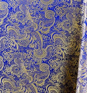 Royal Blue Gold Metallic Paisley Brocade Fabric 54” Width Sold by the Yard - Etsy