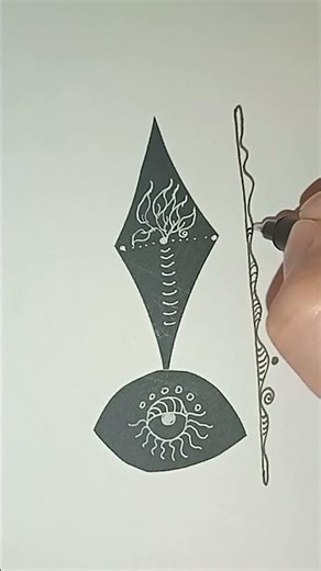 Minimal Doodle Art on Black Paper #bibt #ink #sketch