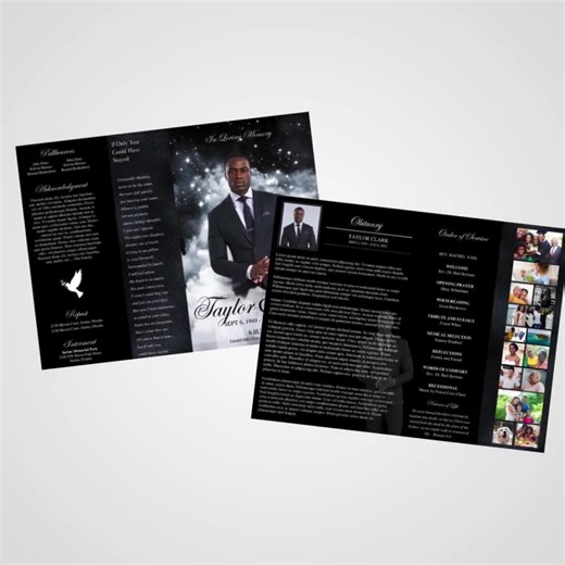 Black Funeral Program Template: Customizable Obituary (canva, 8.5x11, 2 Pages) (digital Download) - Etsy