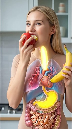 Banana and Apple Digestion Inside the Human Body | 3D Animation