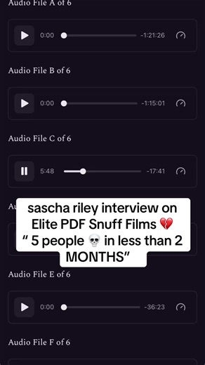 sascha riley interview on Elite PDF Snuff Films 💔 “ 5 people 💀 in less than 2 MONTHS” #sashariley #epstein