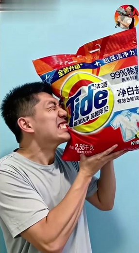 Man Eats Detergent Powder Packet with Teeth | Shocking & Funny Experiment