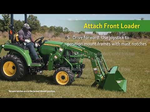 How To Attach a 220R Front Loader | John Deere 2 Series Compact Tractors