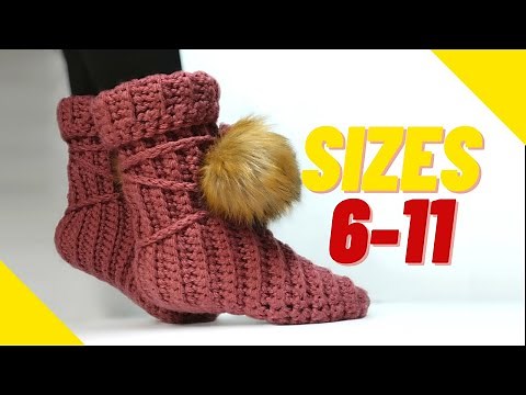 Crochet Slipper Boot Pattern (1 FLAT PANEL) Beginner Friendly