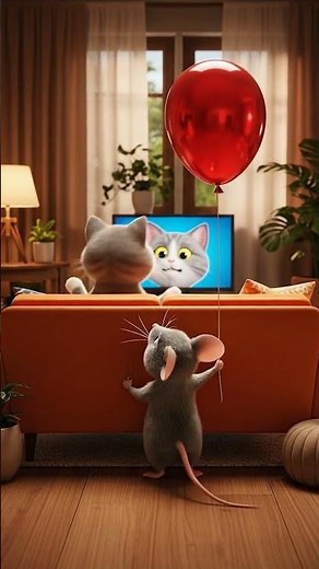 Funny Cat & Mouse Prank Scene – Balloon Burst Behind the Cat| Hilarious 3D Animation #funny #shorts