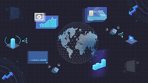 Download Virtual reality 3d animation for the globe with abstract lines, charts and infographics - Free video for free