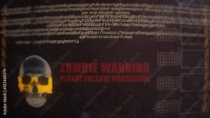 Zombie Warning Alert on an Old Dirty Monitor