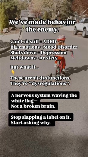 We’re labeling symptoms and medicating the signal…But dysregulation...