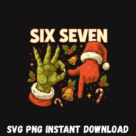Funny Six Seven Meme Christmas PNG: Grinch Hand Viral Joke (digital File) - Etsy