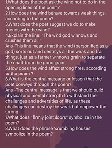 Questions on the Poem About the WindWhat does the poet ask th... | Filo
