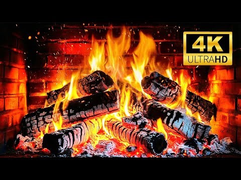 Cozy Fireplace with Burning Logs 🔥 12 Hours of Soothing Crackling Fire Sounds 4K