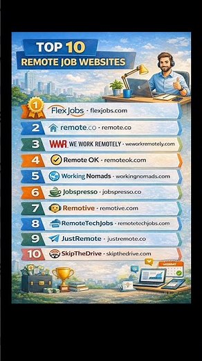 Top 10 Remote Job Websites 😁 #trendingshorts #shorts #tech #remotejobs #students #trend #youtube