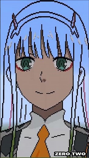 ZERO TWO Pixel Art in MINECRAFT #zerotwo #darlinginthefranx #minecraftpixelart #pixelart #animeart