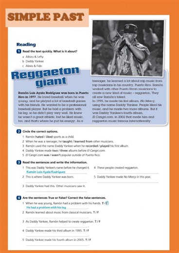 SIMPLE PAST- Reading Comprehension- IRREGULAR VERBS worksheet