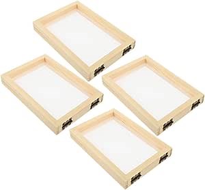 TOYANDONA 4Pcs Wooden Paper Making Screen, Paper Making Mould and Deckle Wooden Frame for DIY Crafts (5 x 7)