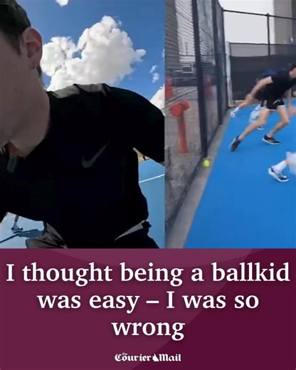 Tennis ballkids train for seven months to master skills that left one reporter “huffing and puffing” after just 30 minutes of practice. WATCH THE VIDEO: https://bit.ly/4jAiqos | Courier Mail